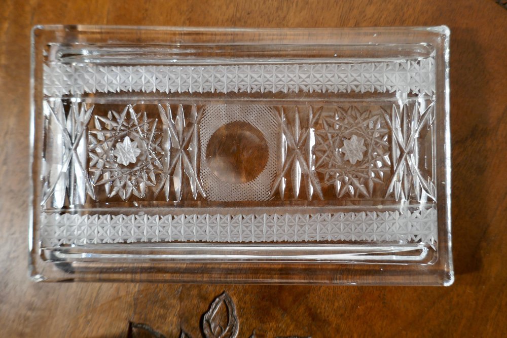 Rectangular Star Cut Crystal Dish, 1990s for sale at Pamono