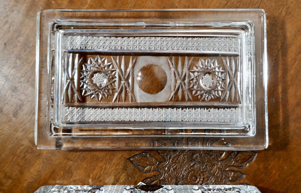 Rectangular Star Cut Crystal Dish, 1990s for sale at Pamono