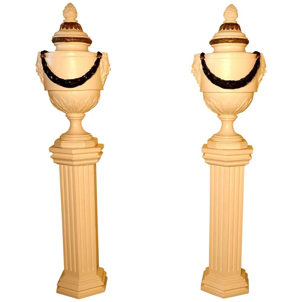 French Urns Column Pedestals, 1950, Set of 2 for sale at Pamono