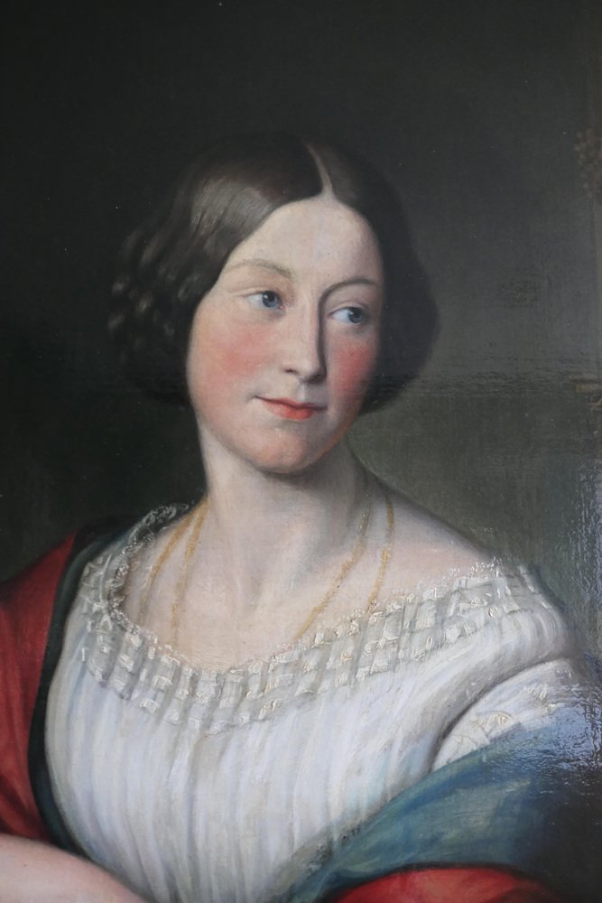 Portrait of Mary Harris Stretton with Bonnet, 19th Century, Oil on ...
