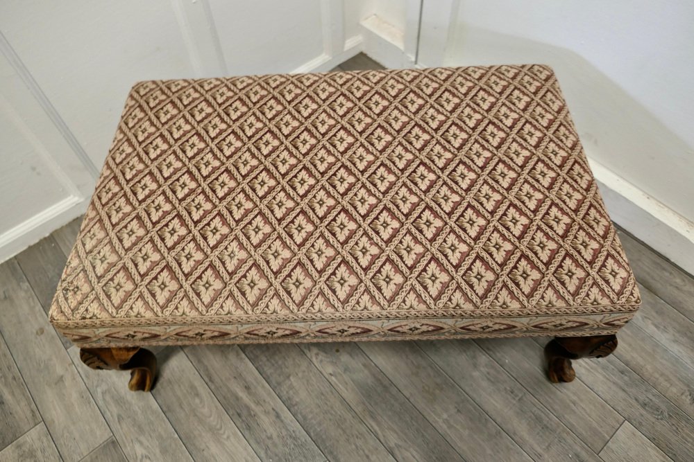 Walnut Upholstered Library Stool, 1960s for sale at Pamono