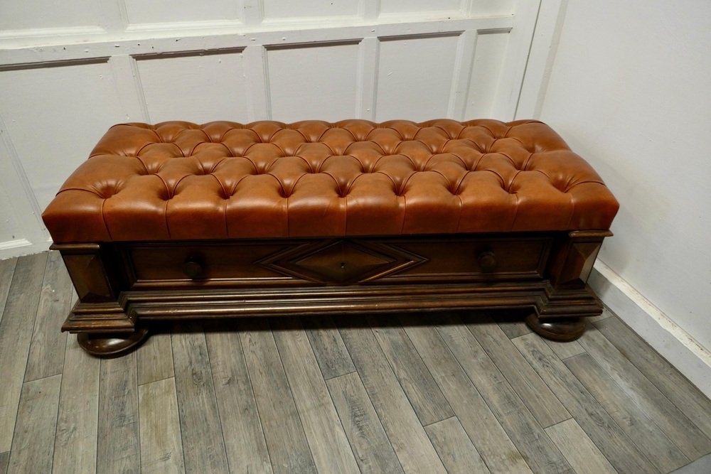 Chesterfield Hall Seat with Shoe Tidy Drawer, 1900s for sale at Pamono