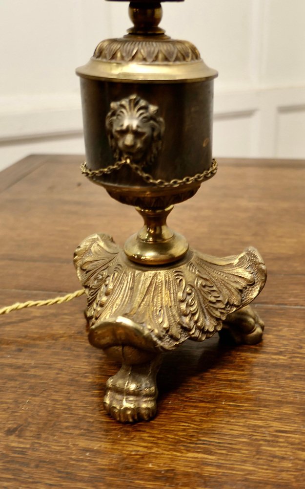 Napoleon III French Brass Oil Lamp with Lions and Chains, 1880s for ...