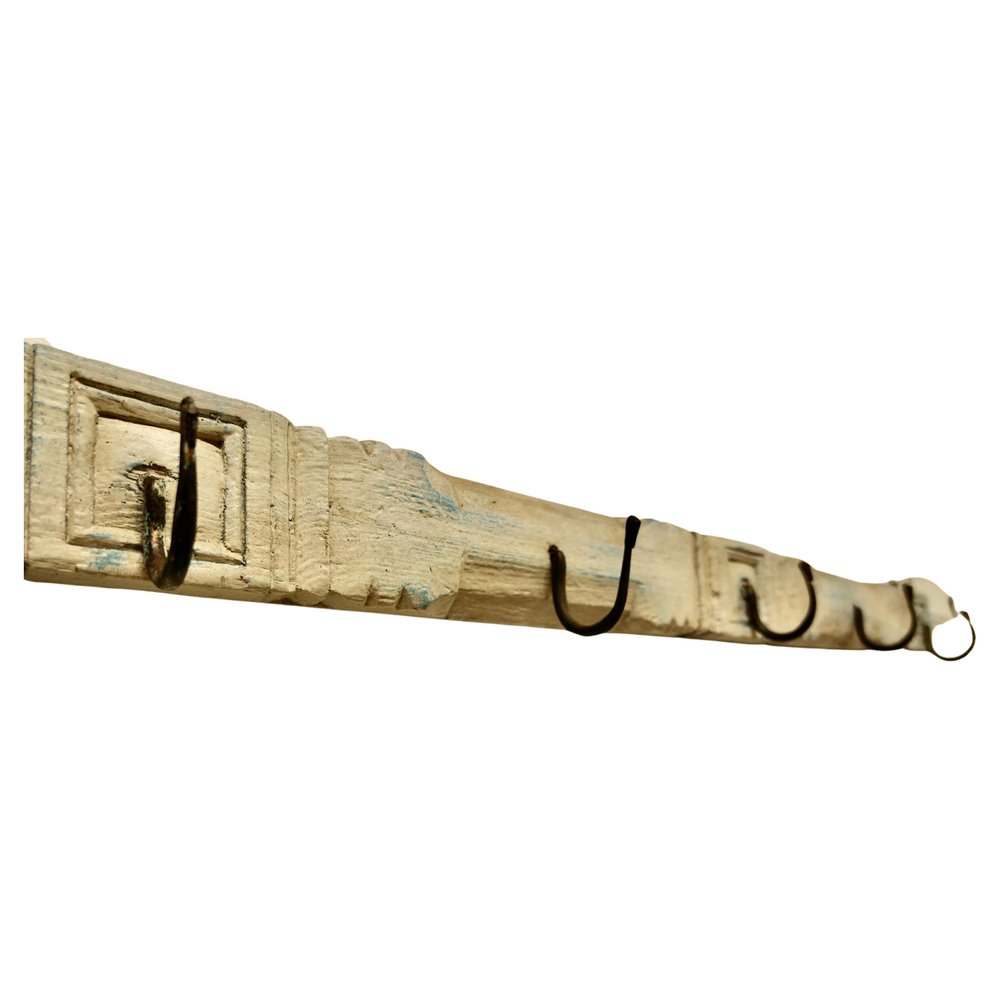Long 19th Century Folk Art Wooden 7 Peg Coat Rack, 1880s for sale at Pamono