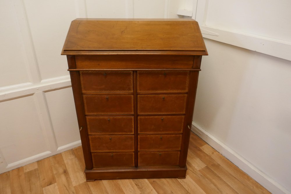 French Walnut Cartonniere Wellington Chest Filing Cabinet, 1890s for ...