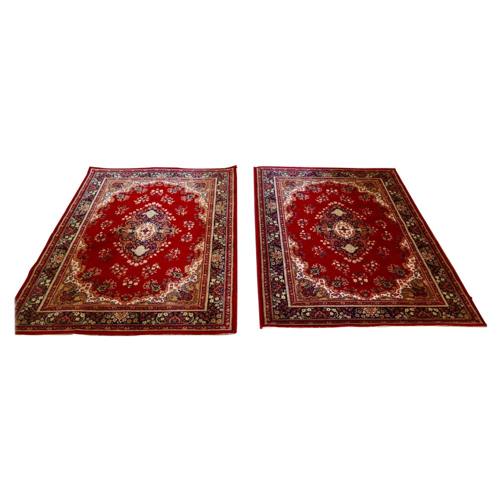 Bright Red Wool Rugs, 1950s, Set of 2 for sale at Pamono