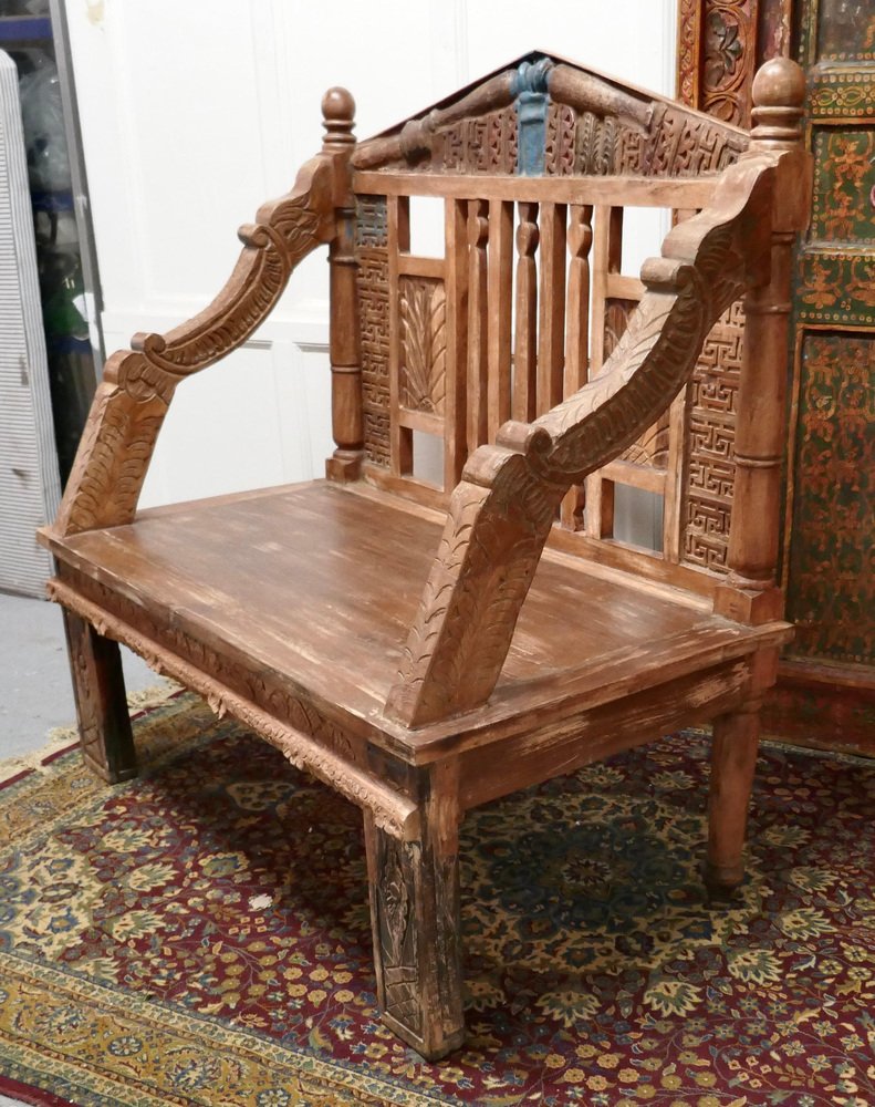 Hand Made Anglo Indian Folk Art Bench, 1960 for sale at Pamono