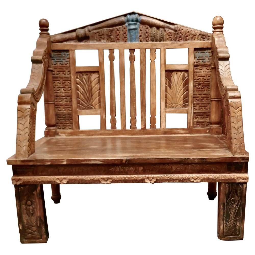 Hand Made Anglo Indian Folk Art Bench, 1960 for sale at Pamono