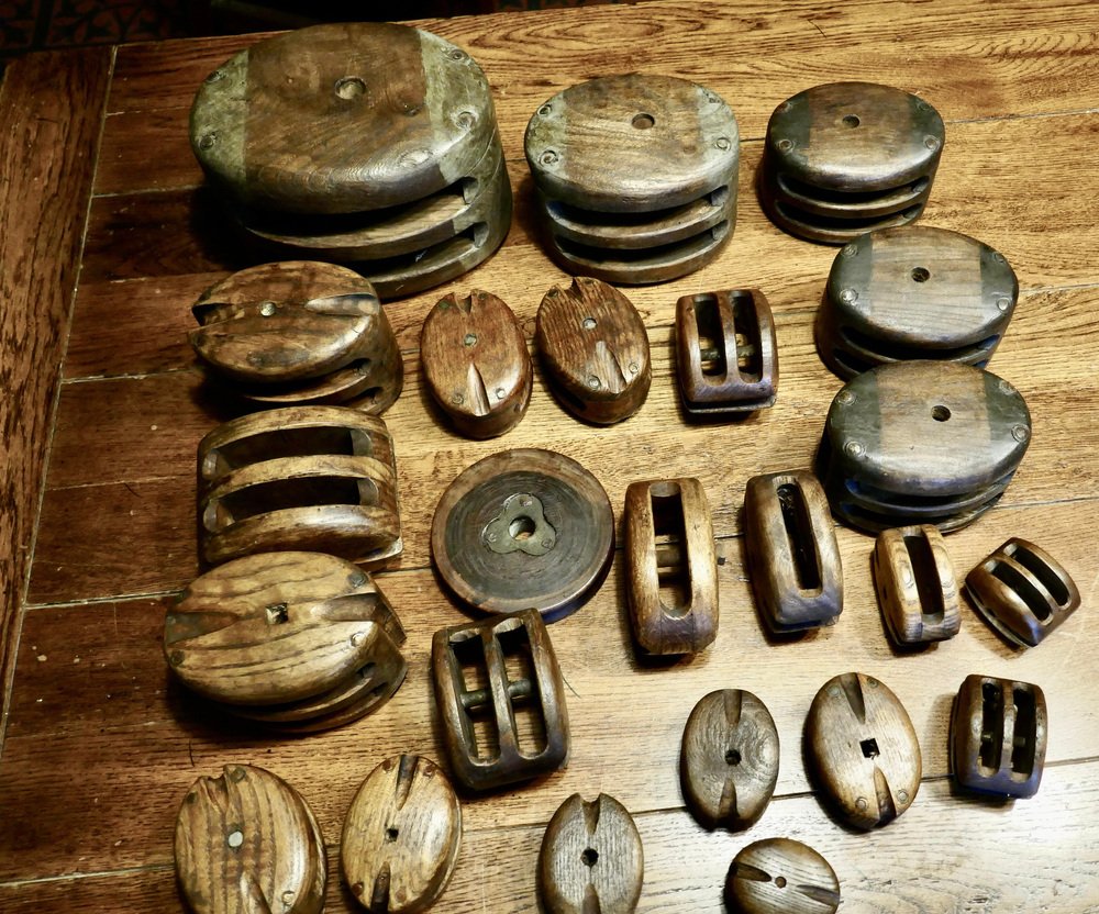 Vintage Oak and Ash Ships Blocks, 1990s, Set of 24 for sale at Pamono