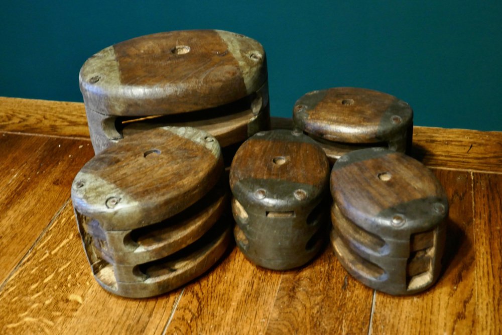 Vintage Oak and Ash Ships Blocks, 1990s, Set of 24 for sale at Pamono