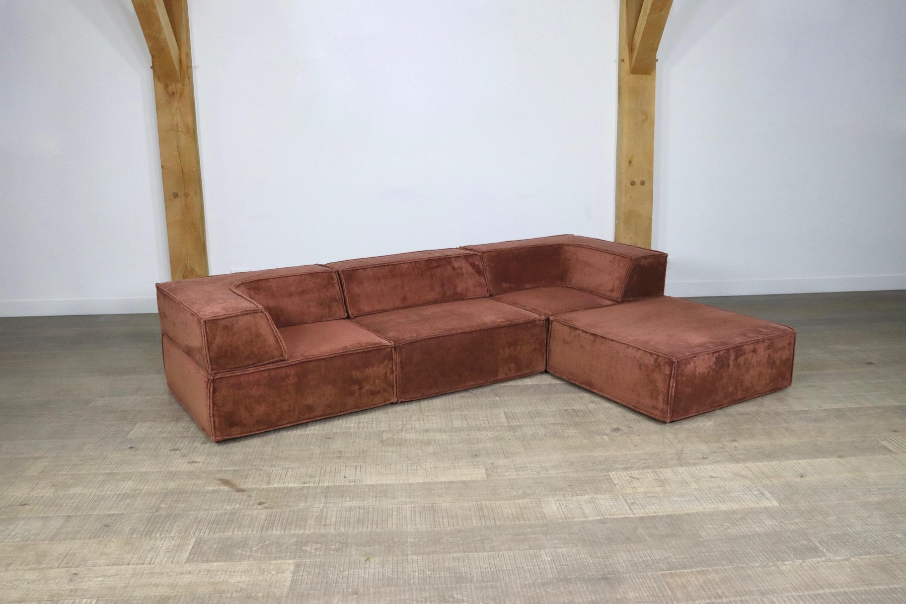 Modulares Trio Sofa in Braunem Teddy von Team Form Ag für Cor, 1970er, 4er Set bei Pamono kaufen