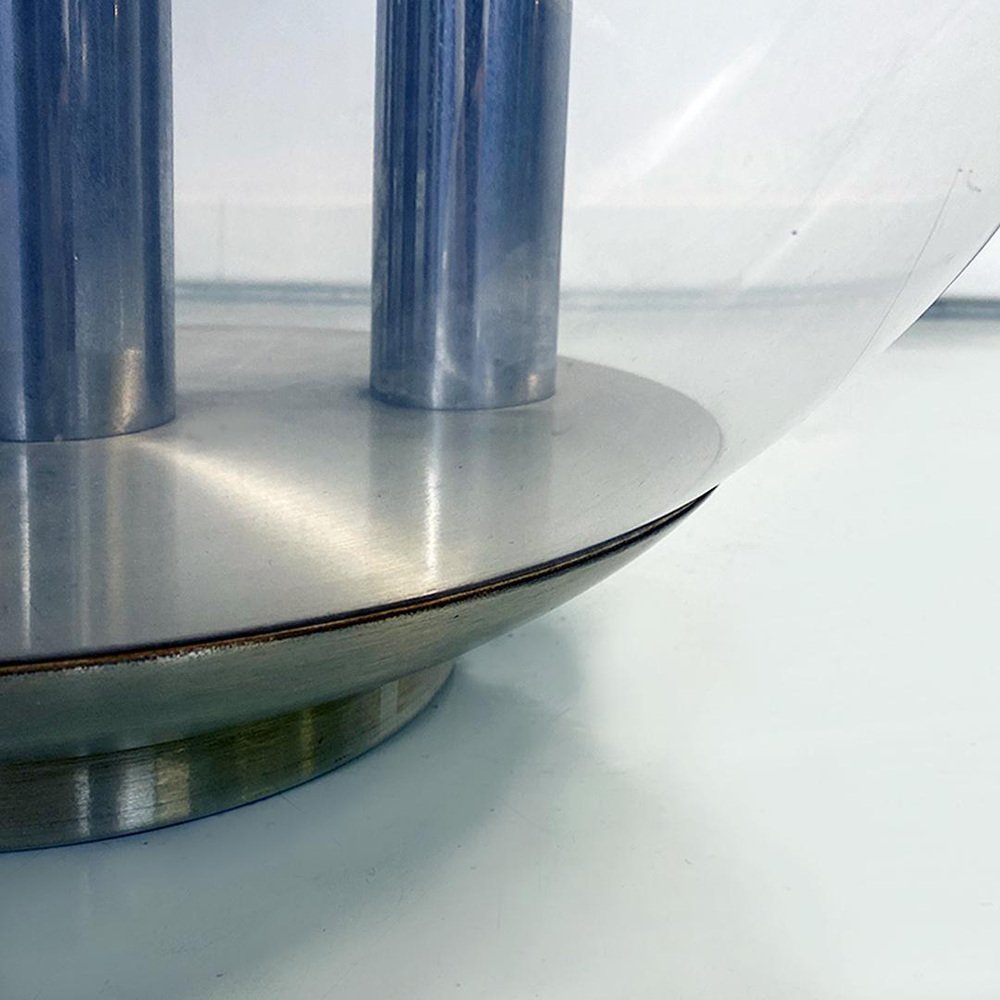 Italian Modern Aluminum and Transparent Plastic Sphere Table or Floor Lamp, 1970s for sale at Pamono