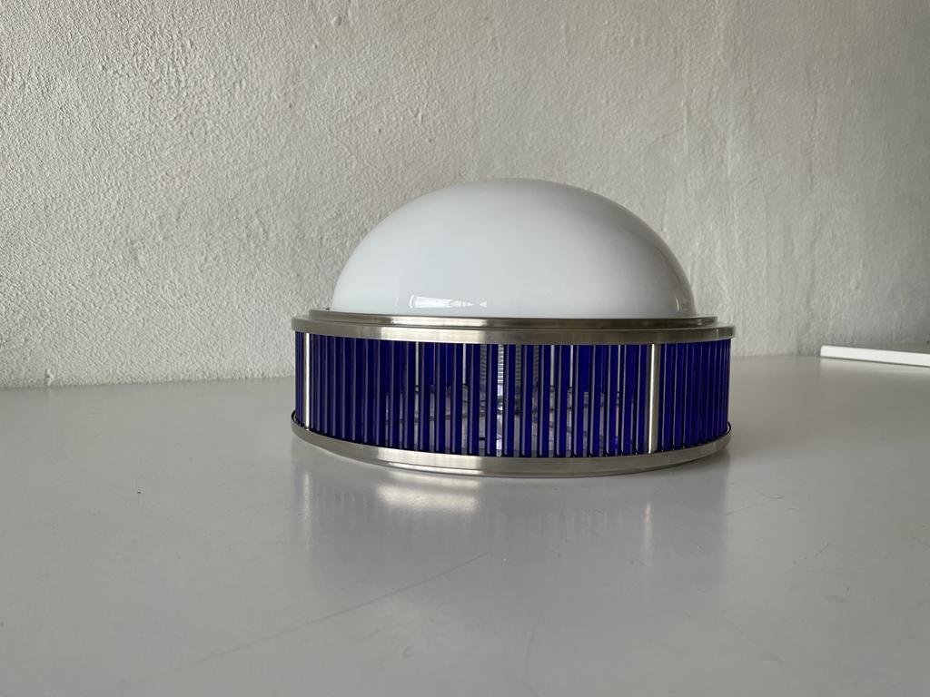 UFO Wand- oder Deckenlampe aus blauem & weißem Glas von Gunther Lambert ...