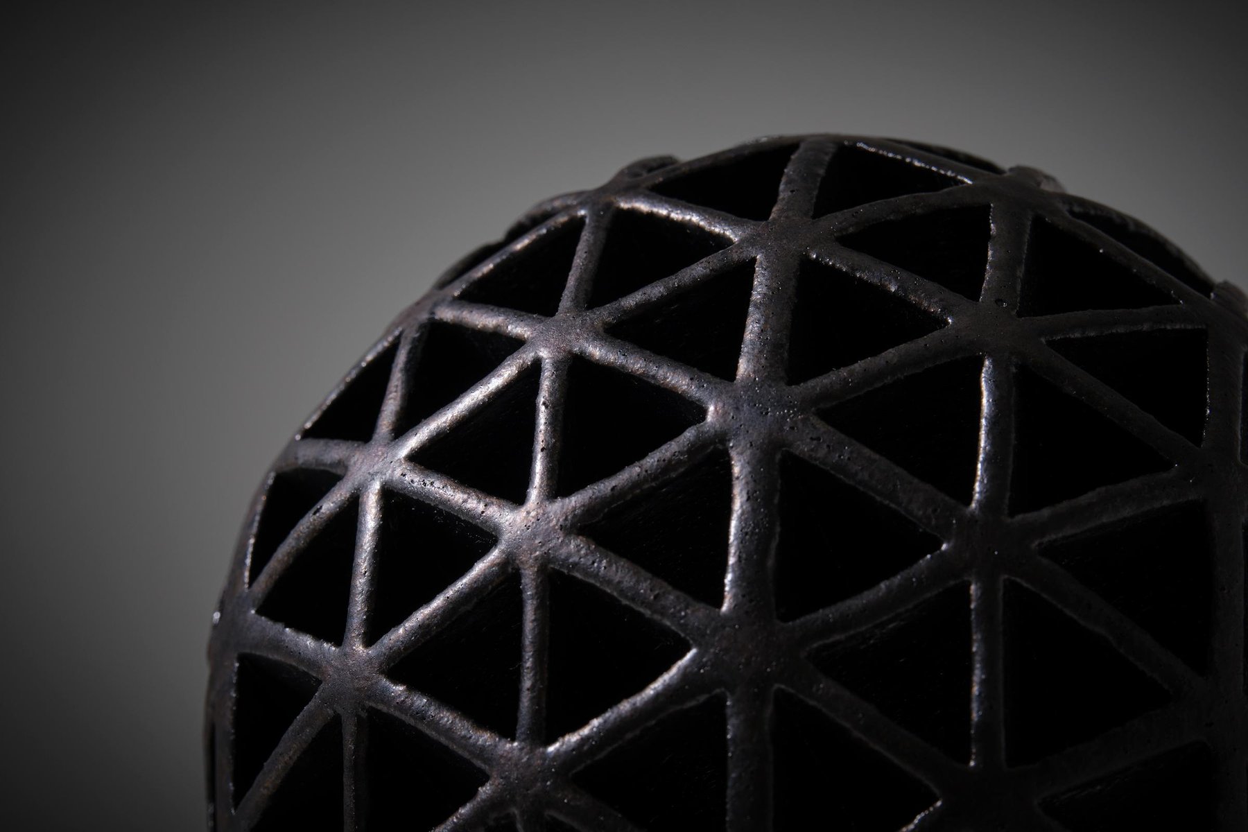 Italian Anthracite Ceramic Sphere Sculpture by Alessio Tasca, 1960s for ...