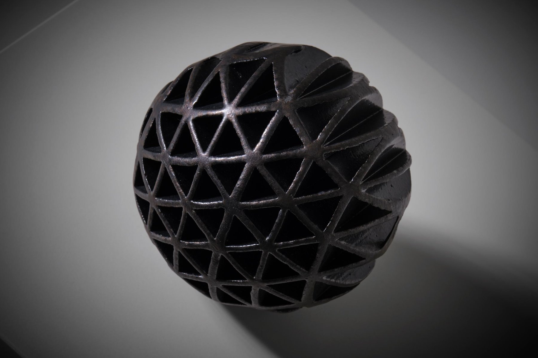 Italian Anthracite Ceramic Sphere Sculpture by Alessio Tasca, 1960s for ...