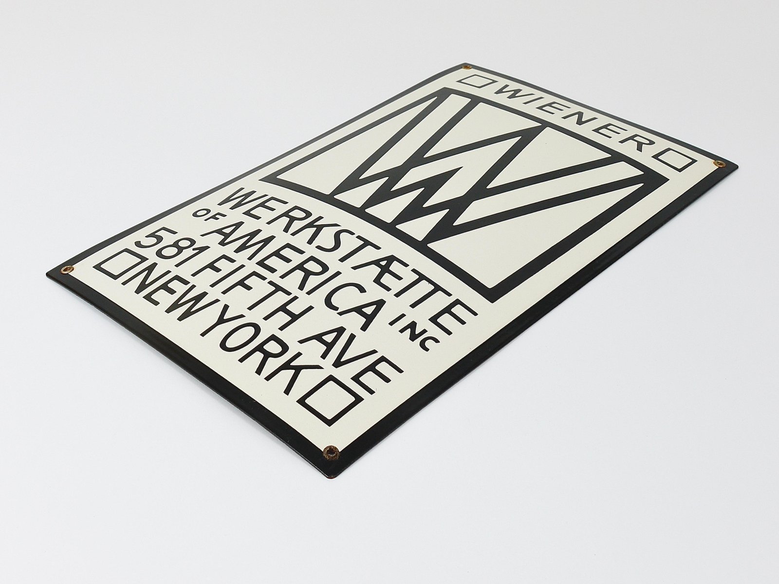 Wiener Werkstätte of America Inc New York Enameled Advertising Sign by ...