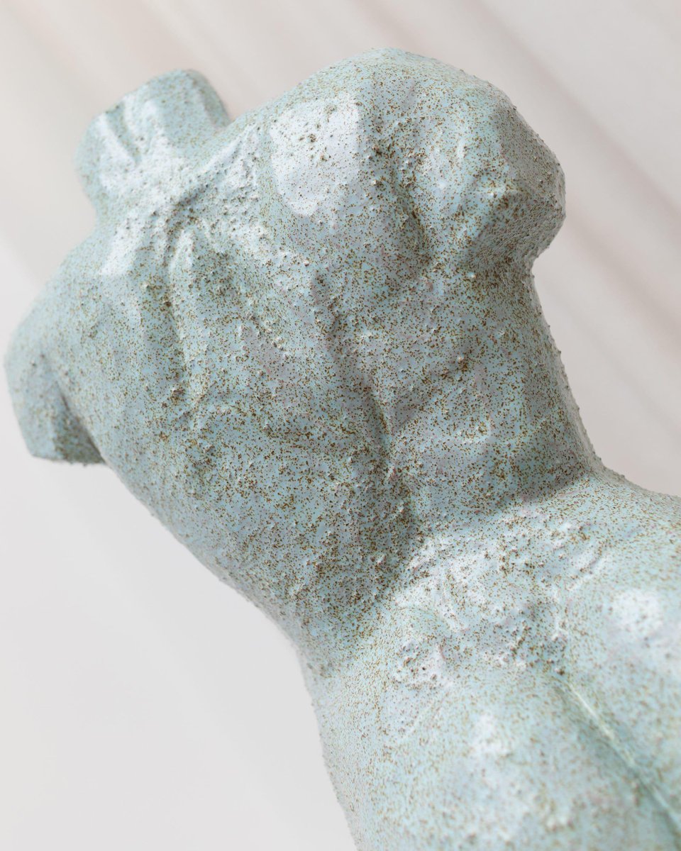 Mid-Century Torso Statue Studio Ceramic in Light Blue Sound Figure for ...