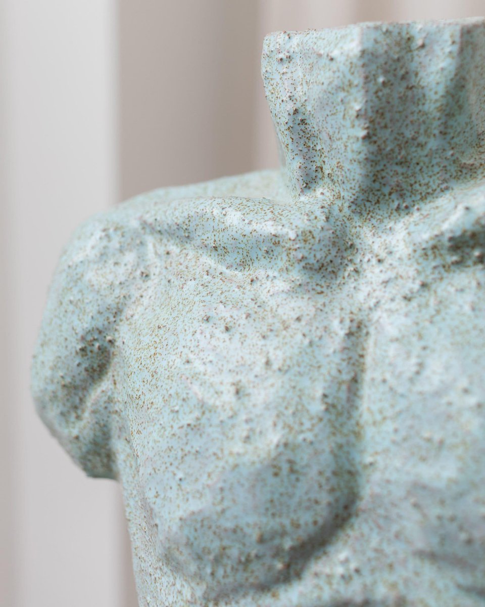 Mid-Century Torso Statue Studio Ceramic in Light Blue Sound Figure for ...