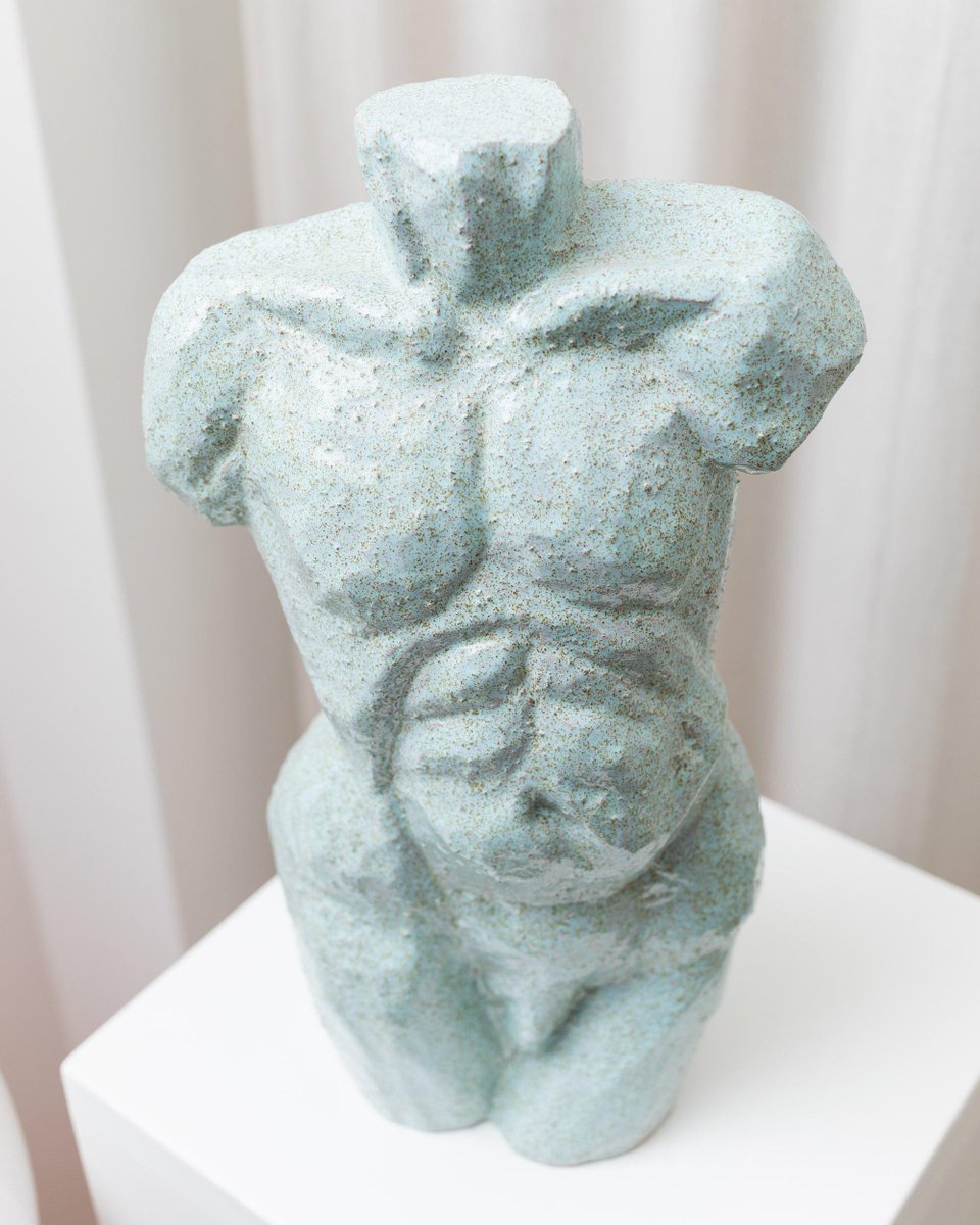 Mid-Century Torso Statue Studio Ceramic in Light Blue Sound Figure for ...