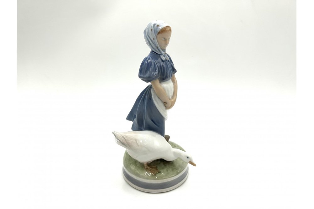Porcelain Figurine Girl with a Goose from Royal Copenhagen, Denmark ...