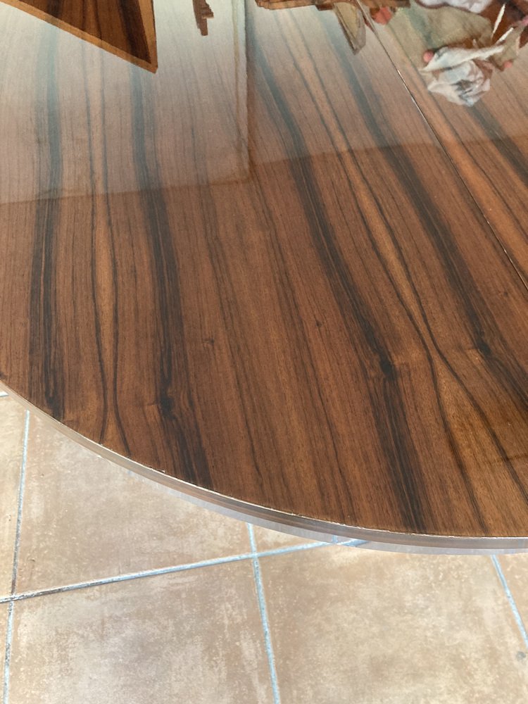 Art Deco French Round Dining Table in Rosewood, 1930s for sale at Pamono