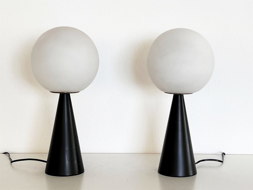Modernist Italian Table Lamps in Glass and Metal by Tre Ci Luce, 1980s ...