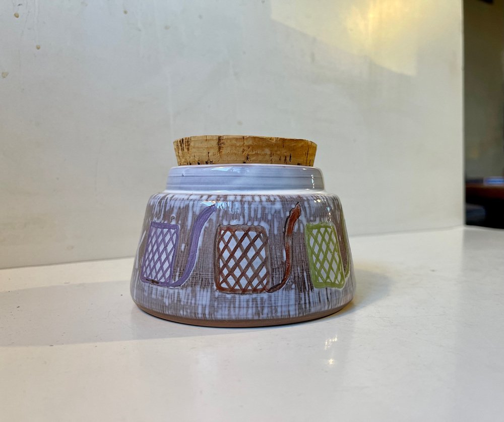 Sgraffito Pipe Tobacco Jar in Ceramic from Laholm Studio, Sweden, 1960s ...