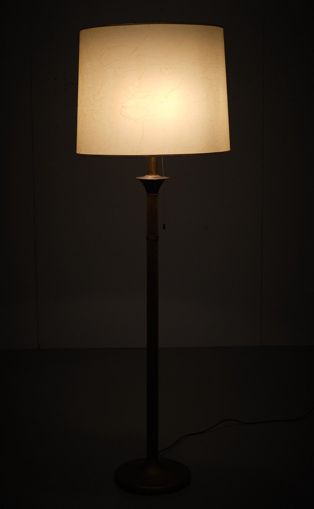 Hollywood Regency Suede Floor Lamp, France, 1975 for sale at Pamono