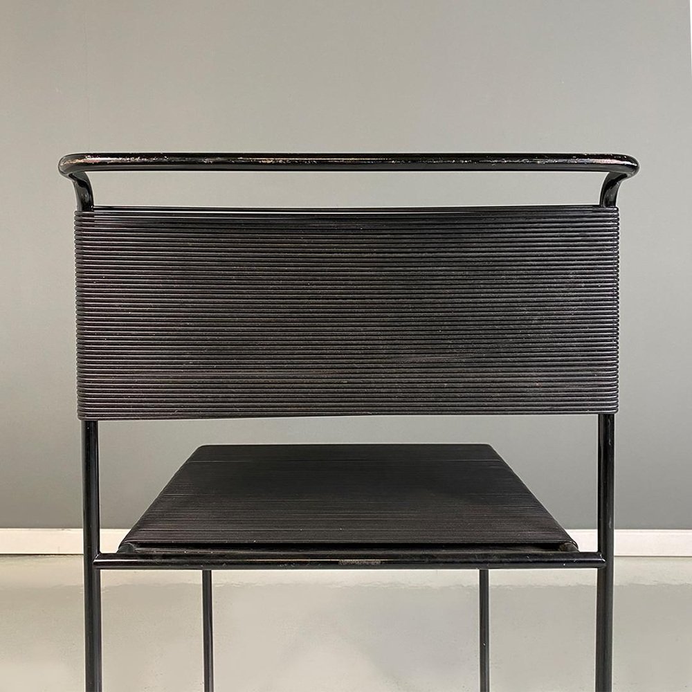 Modern Italian Black Scooby & Metal Spaghetti Chair attributed to G ...