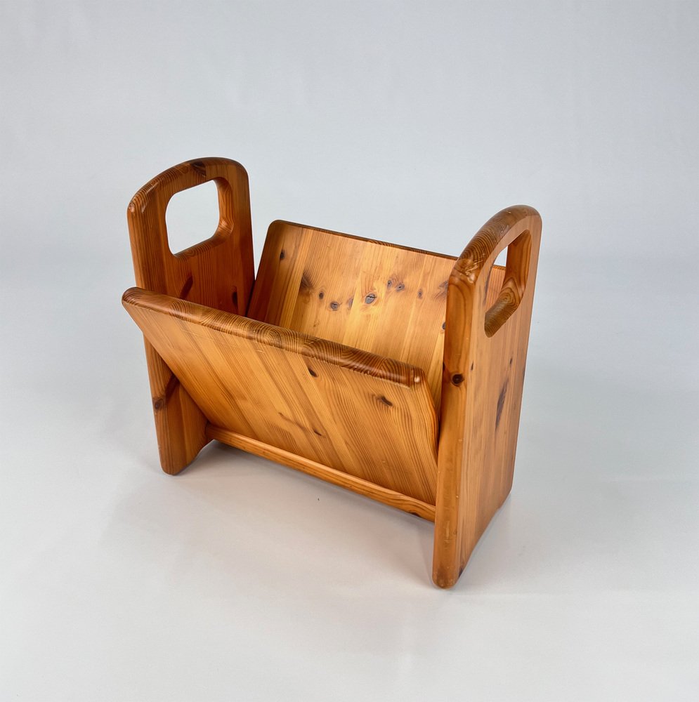 Mid-Century Pinewood Magazine Holder, 1970s for sale at Pamono