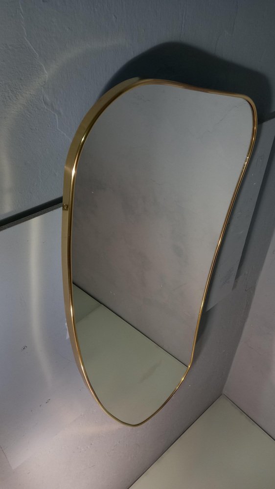 Mirror with Brass Frame in the Shape of a Banana for sale at Pamono