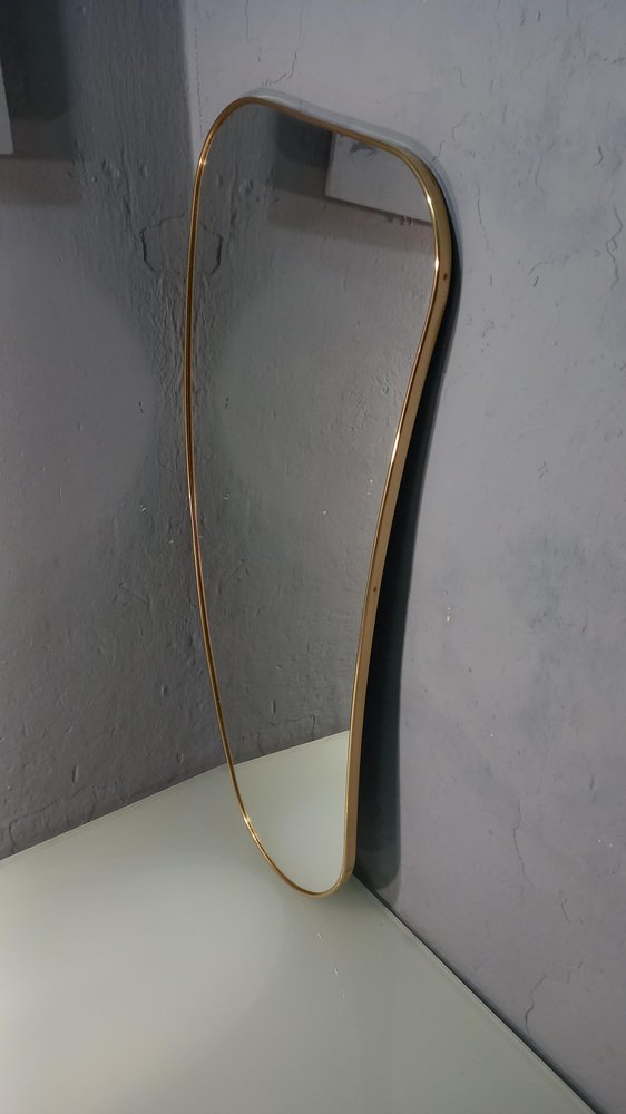 Mirror with Brass Frame in the Shape of a Banana for sale at Pamono