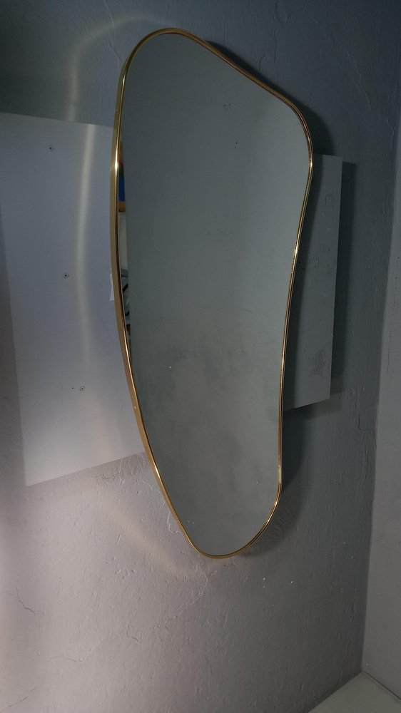 Mirror with Brass Frame in the Shape of a Banana for sale at Pamono