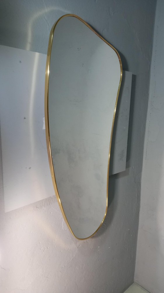 Mirror with Brass Frame in the Shape of a Banana for sale at Pamono