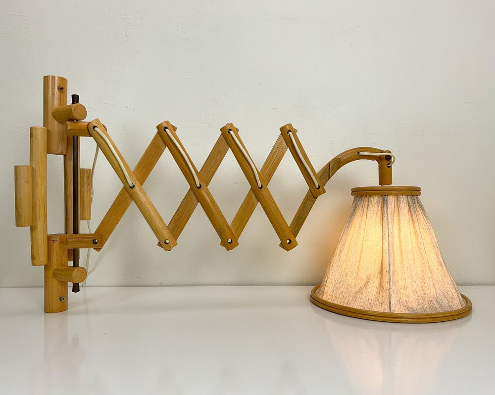 Vintage Bamboo Extendible Harmonica Scissor Wall Lamp, 1960s for sale ...