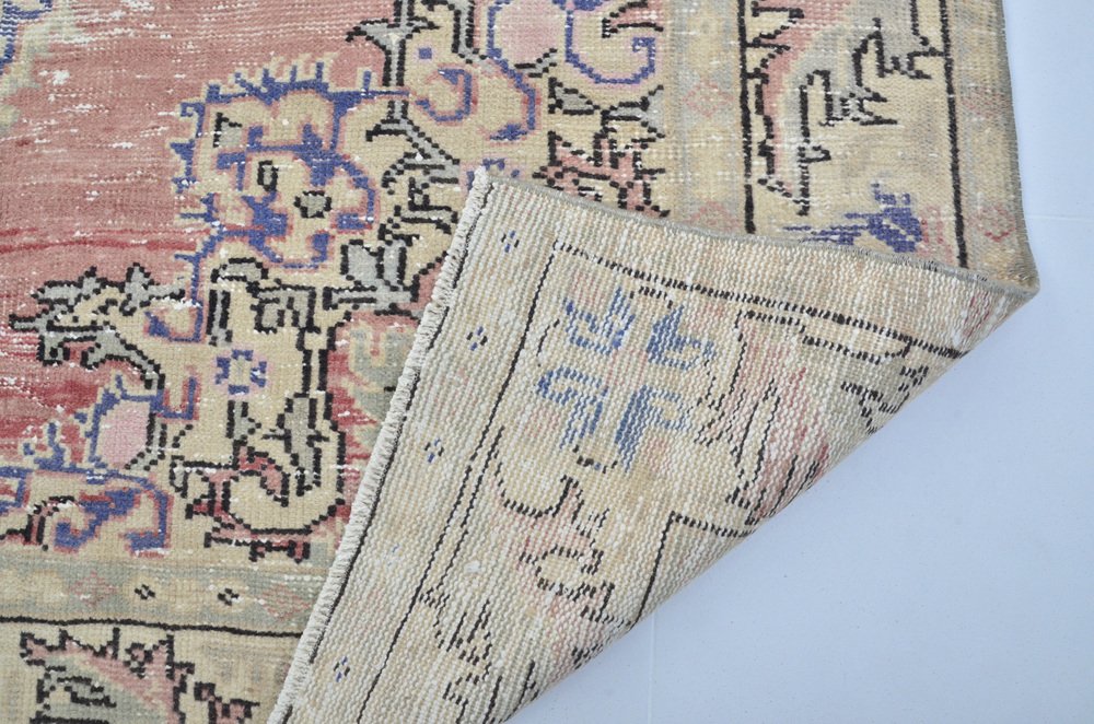 Large Turkish Handmade Faded Rug for sale at Pamono