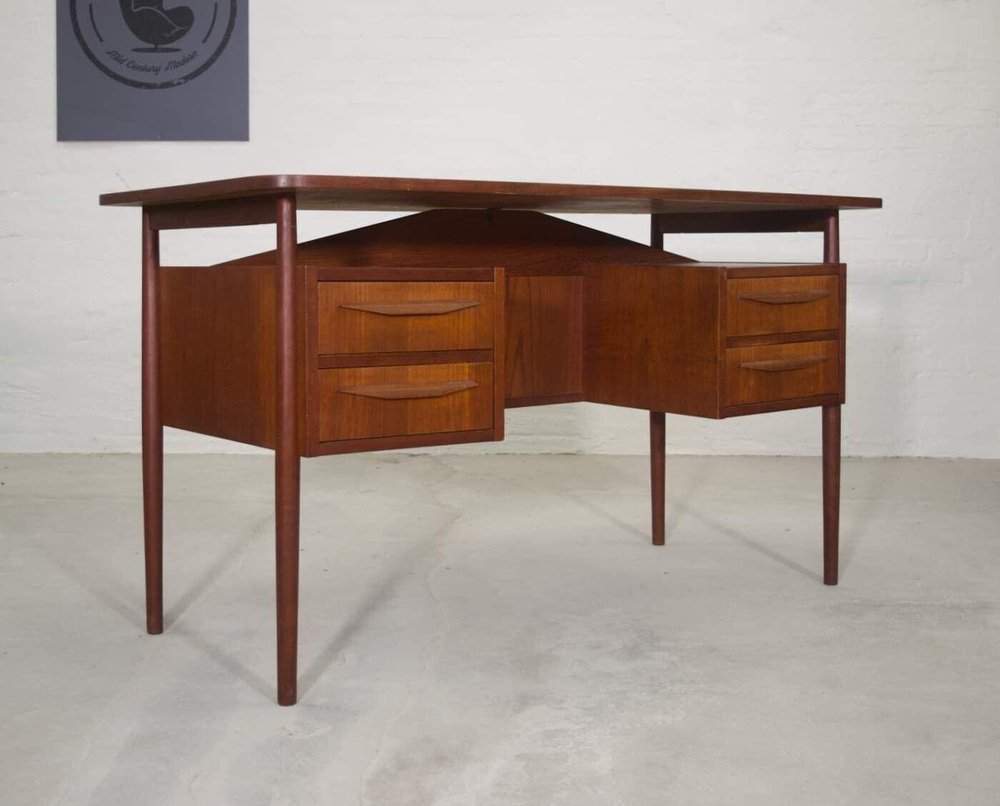 Mid-Century Danish Teak Desk by Gunnar Nielsen for Tibergaard for sale ...