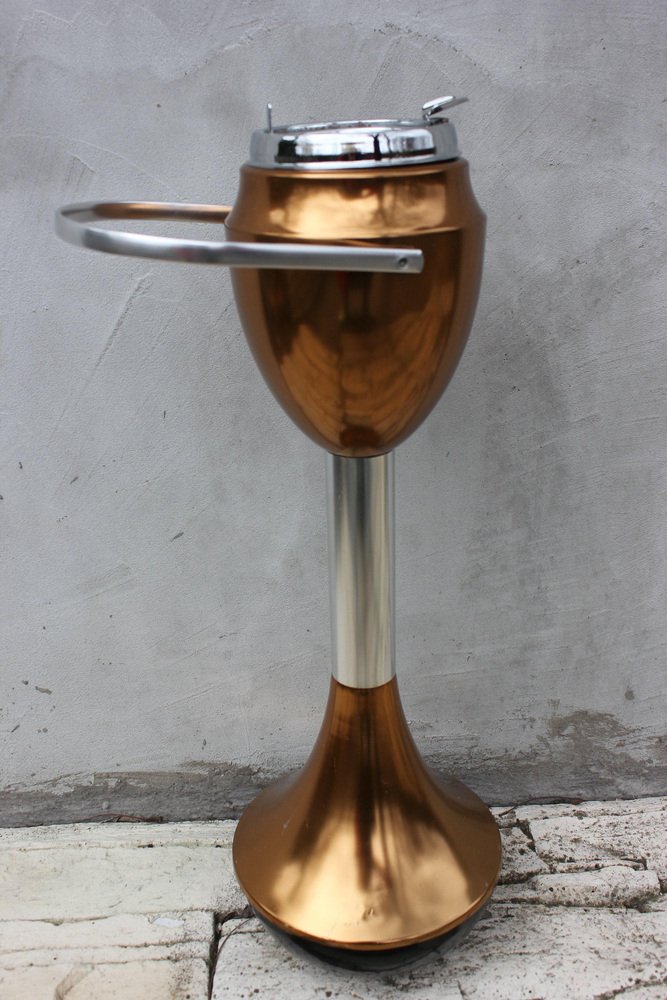 Mid-Century Floor Stand Ashtray in Chrome and Massive Metal, 1960s for ...