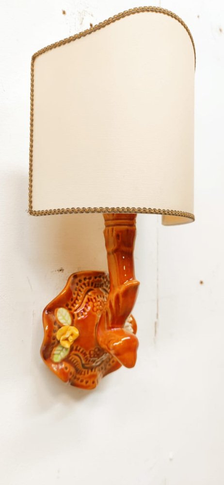 Ceramic Applique with Flowers and Fan for sale at Pamono