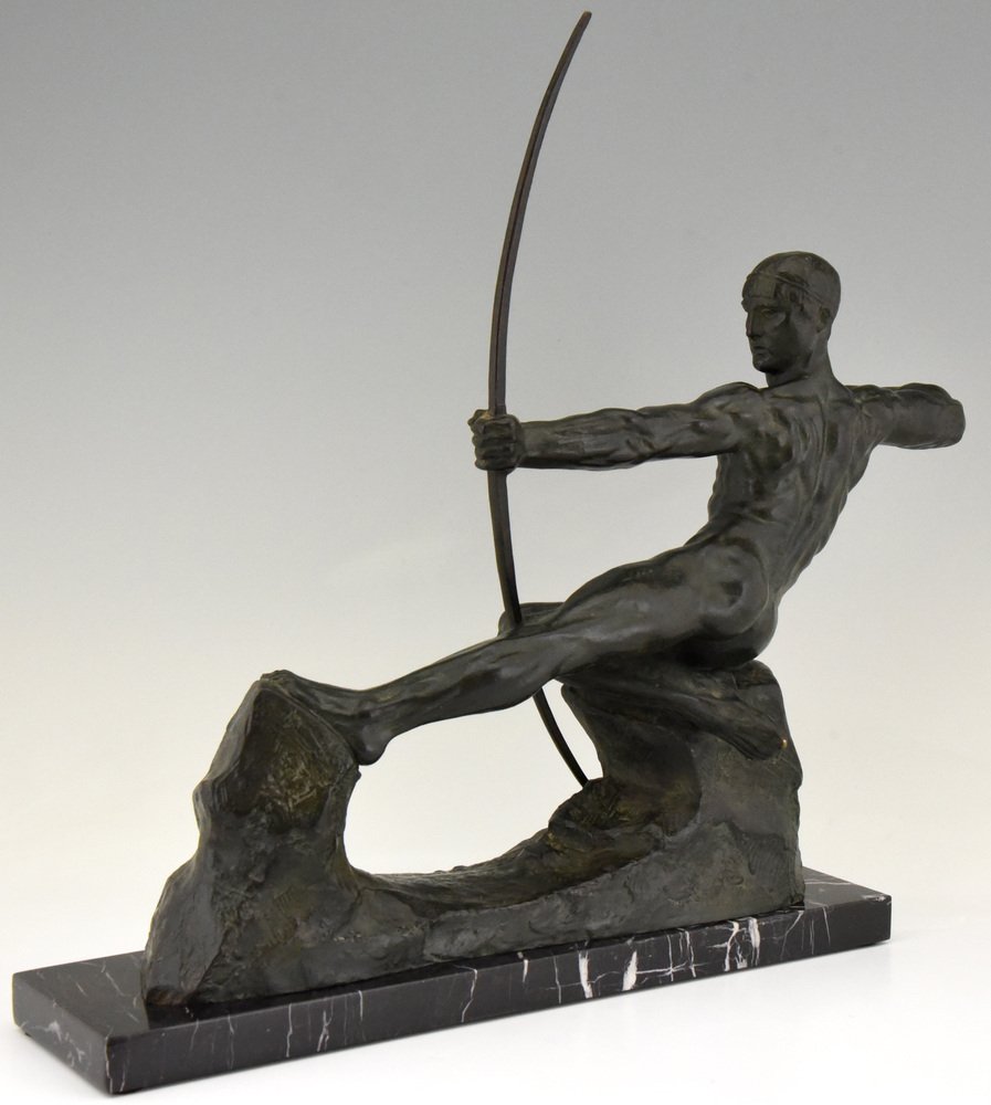 Victor Demanet, Art Deco Sculpture of Hercules with Bow, 1925, Bronze ...