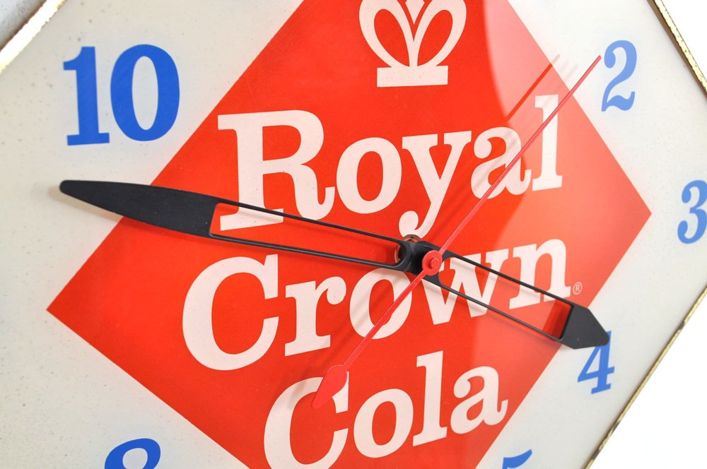 Vintage Cola Clock with Lighting from Royal Crown, 1960s for sale at Pamono