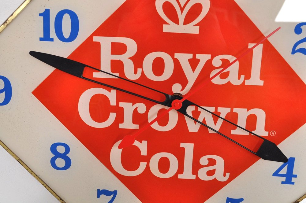Vintage Cola Clock with Lighting from Royal Crown, 1960s for sale at Pamono