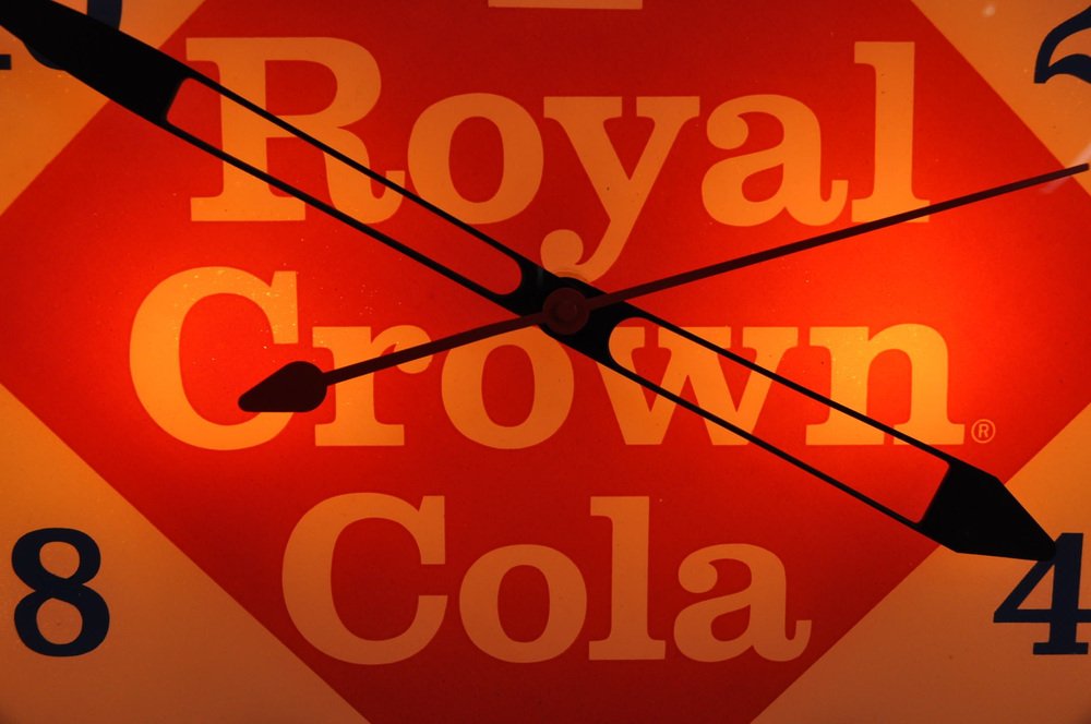Vintage Cola Clock with Lighting from Royal Crown, 1960s for sale at Pamono