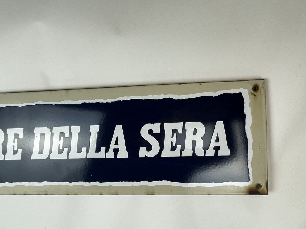Vintage Italian Blue & White Enamel Corriere Della Sera Newspaper Sign ...