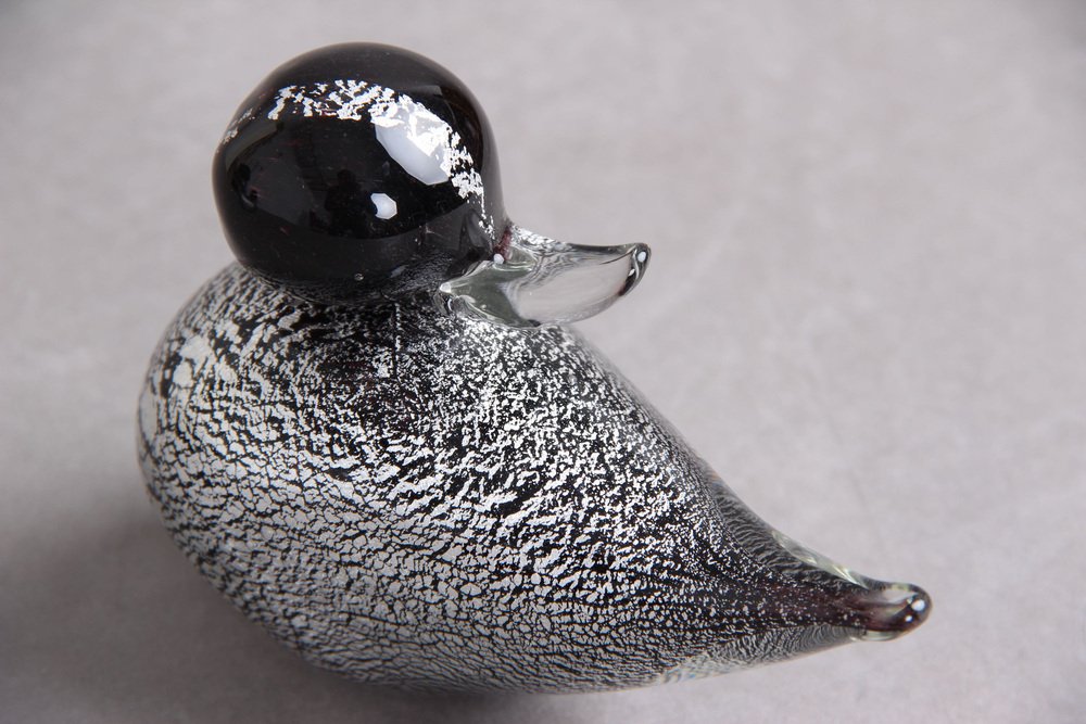 Italian Ducks with Black and Silver Effects in Murano Glass, 1970s, Set ...
