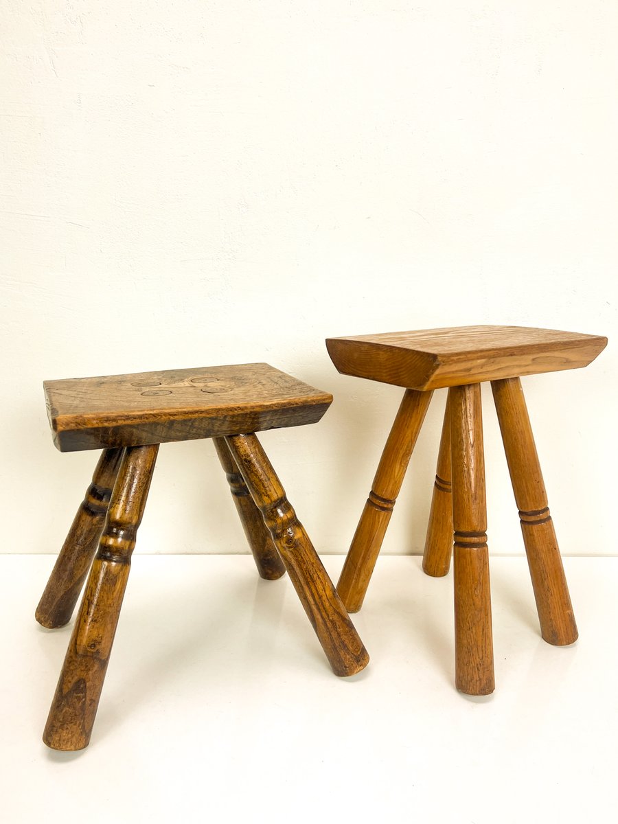 Small Mid-Century Brutalist Stools, 1960s, Set of 2 for sale at Pamono