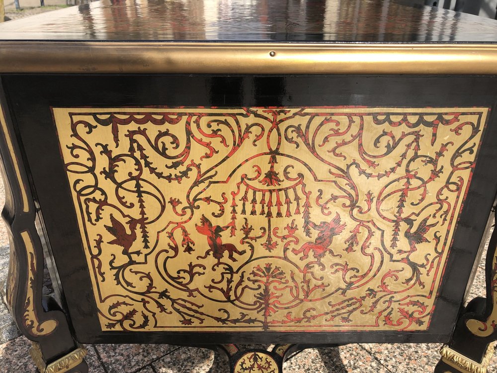French Baroque Desk with Brass Inserts, 1920s for sale at Pamono