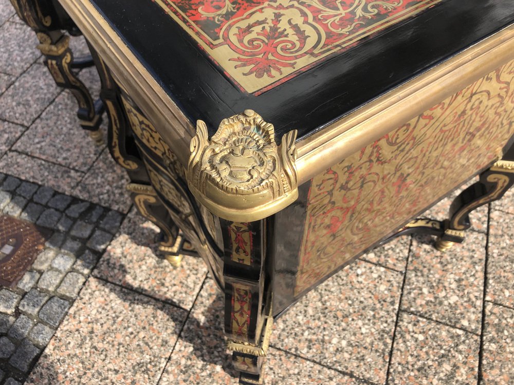 French Baroque Desk with Brass Inserts, 1920s for sale at Pamono
