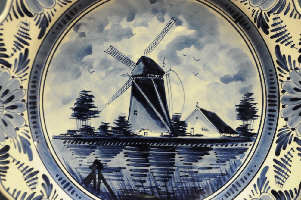Large Dutch Platter in Cobalt from Delft, 1970s for sale at Pamono