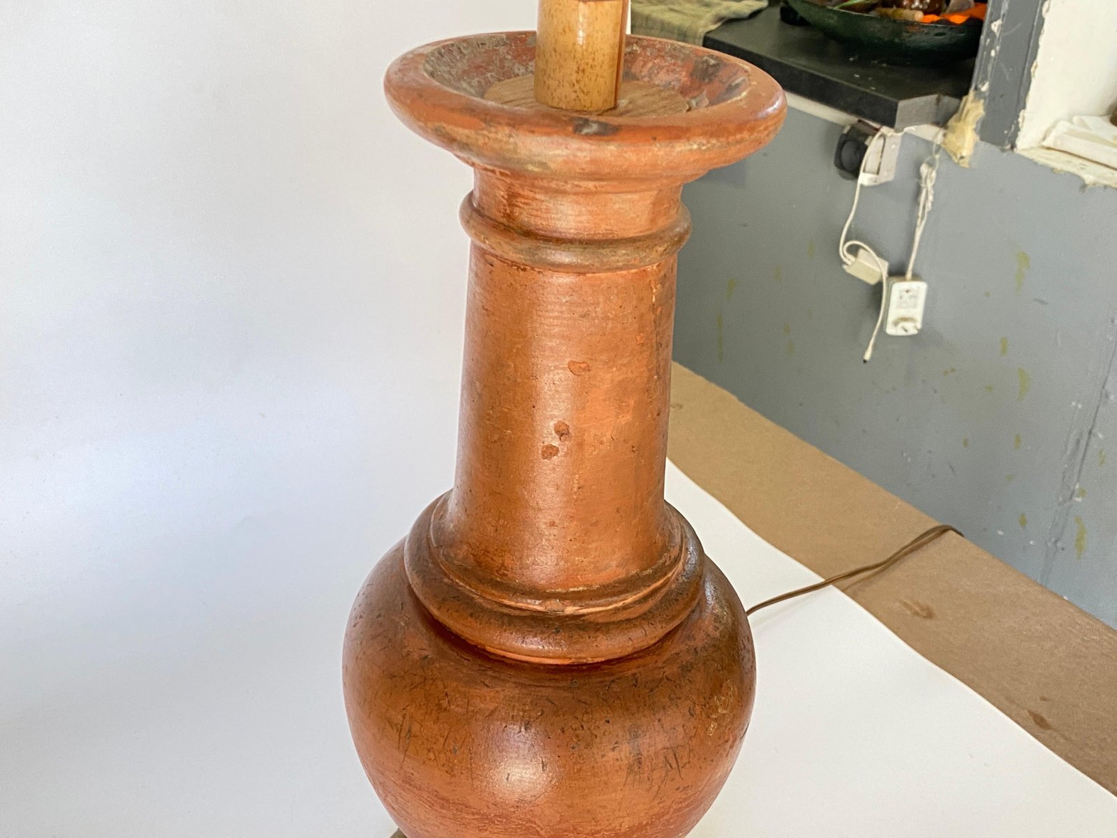 Tall 19th Century Neoclassical French Terracotta Baluster Lamp in Brown ...